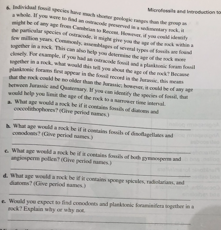 Solved Microfossils and Introduction to 6. Individual fossil | Chegg.com