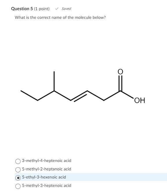 Solved What is the correct name of the molecule below? | Chegg.com