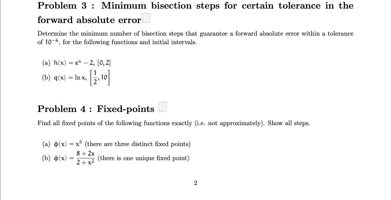 Solved Determine the minimum number of bisection steps that | Chegg.com