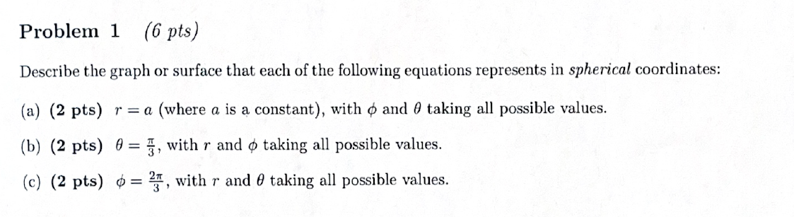 Solved Problem 1 (6 pts)Describe the graph or ﻿surface that | Chegg.com