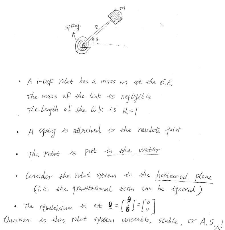 Solved - A 1-DoF robot has a mass m at the E.E. The mass of | Chegg.com