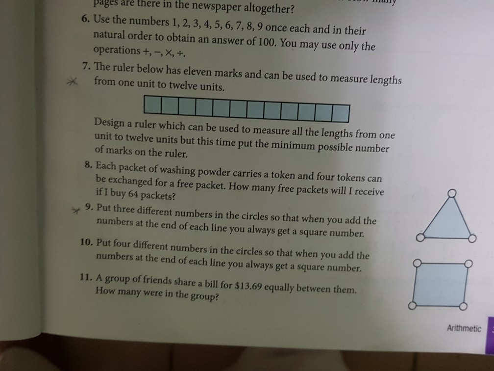 Solved put three numbers in the circles so that when you add | Chegg.com