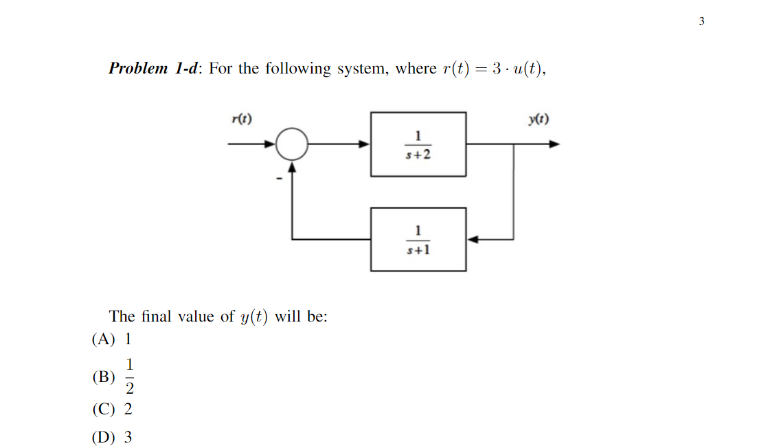 Solved Problem 1-d: For the following system, where | Chegg.com