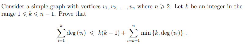 Consider a simple graph with vertices v1,v2,…,vn | Chegg.com