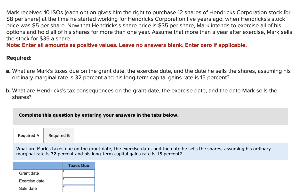 Solved Mark received 10 ISOs (each option gives him the | Chegg.com