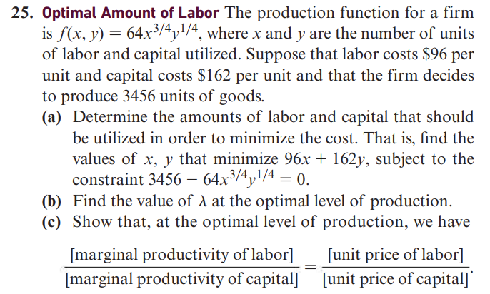 Solved Optimal Amount of Labor The production function for a | Chegg.com