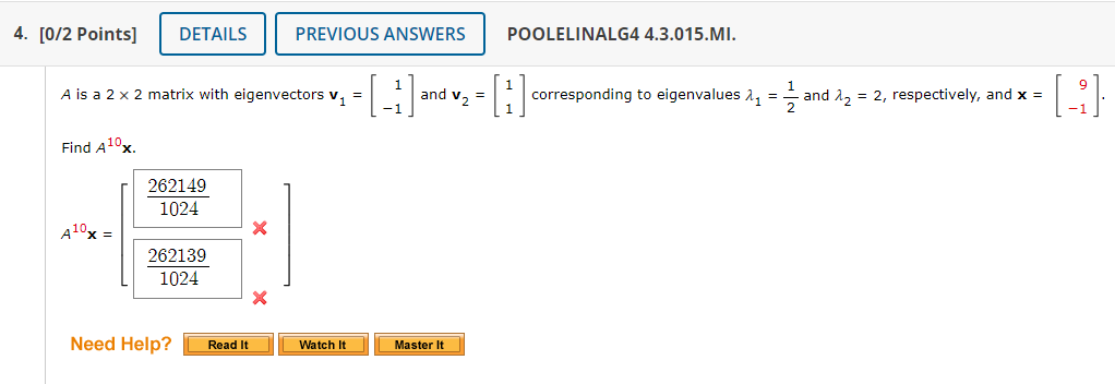 Solved 6. [0/2 points) DETAILS PREVIOUS ANSWERS POOLELINALG4 | Chegg.com