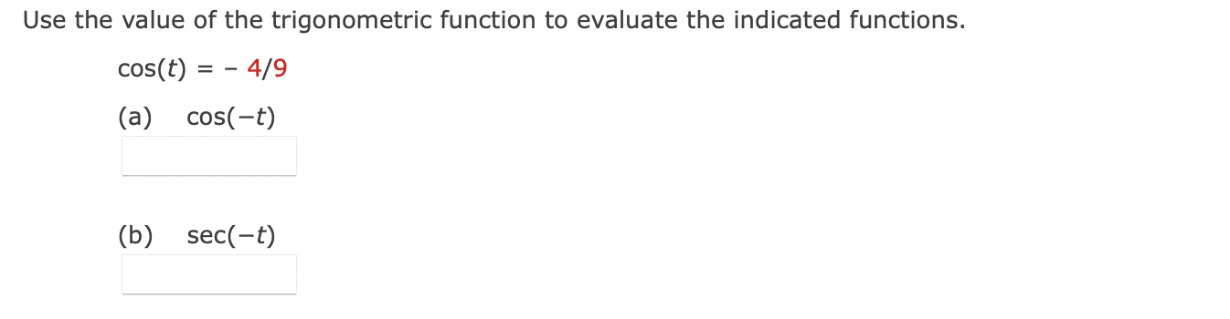 Solved Use the value of the trigonometric function to | Chegg.com