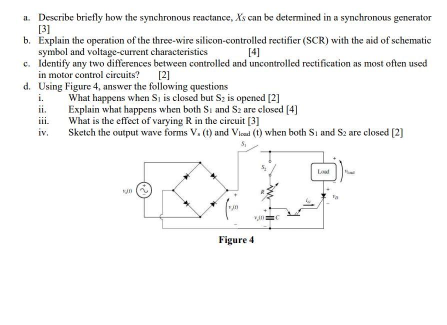 Solved a. Describe briefly how the synchronous reactance, Xs | Chegg.com