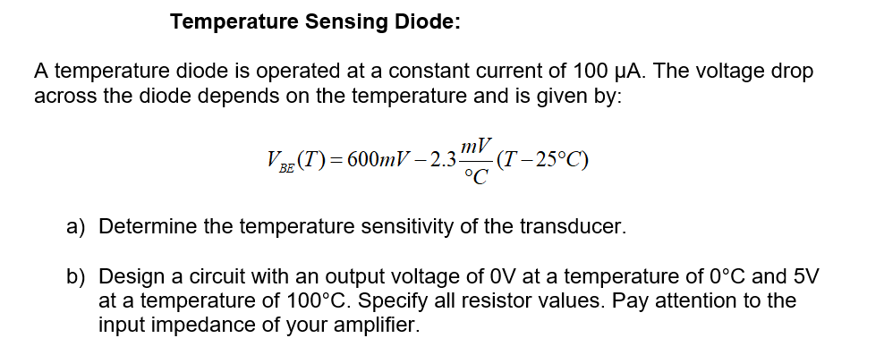 Solved Temperature Sensing Diode: A temperature diode is | Chegg.com