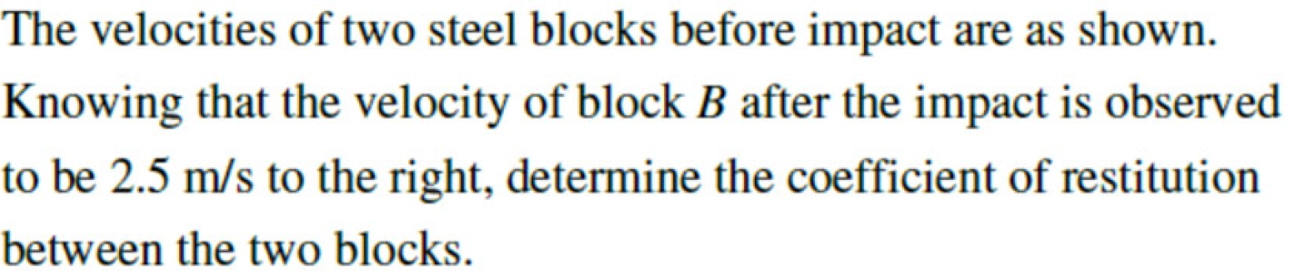 Solved The velocities of two steel blocks before impact are | Chegg.com
