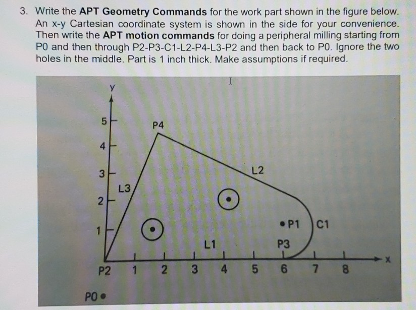 Solved 3. Write the APT Geometry Commands for the work part | Chegg.com