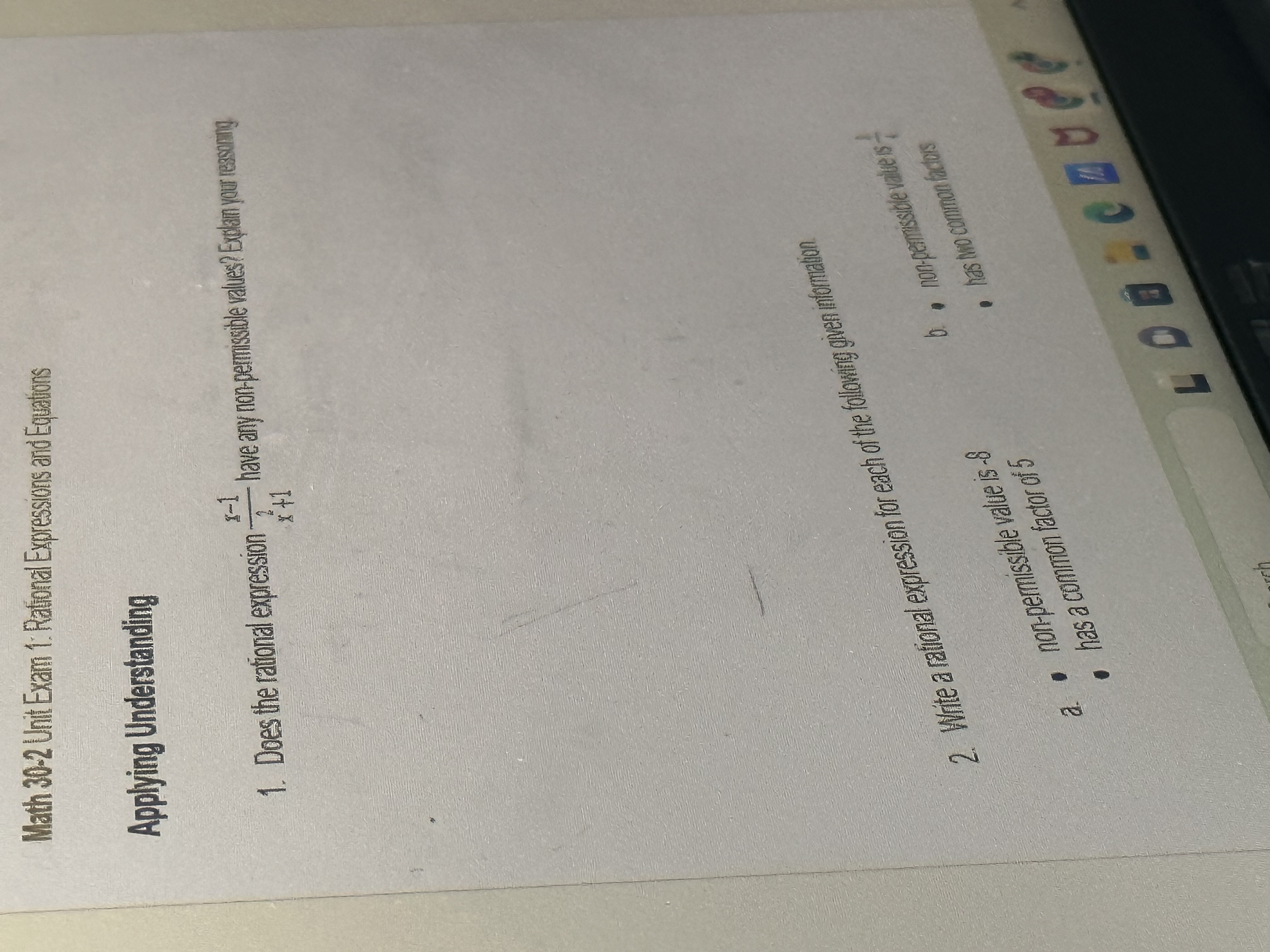 Solved Math 30-2 Unit Exam î: Rational Expressions and | Chegg.com