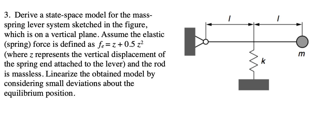 Solved 3. Derive a state-space model for the mass- spring | Chegg.com