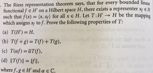 Solved The Riesz Representation Theorem Says That For Every
