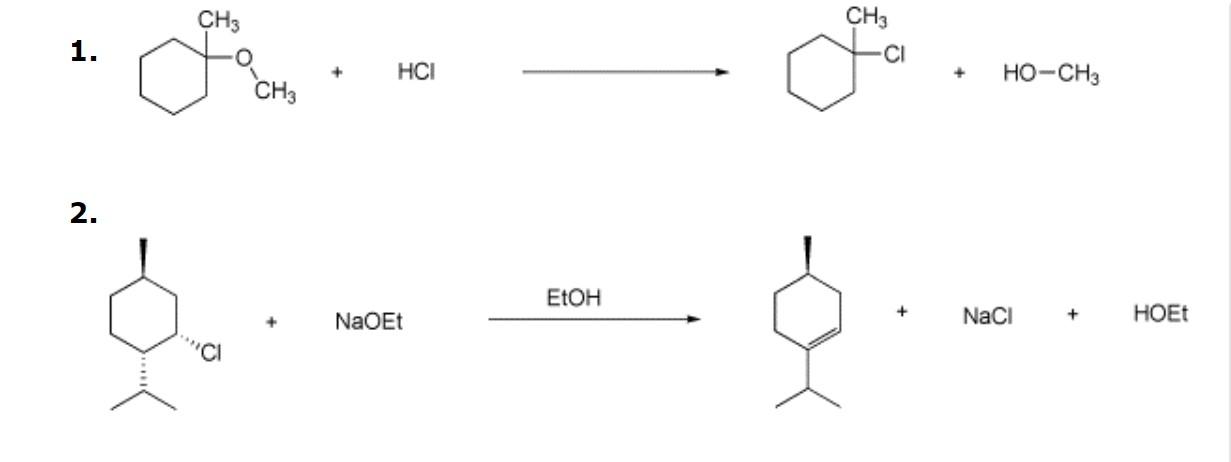 Solved CH3 CH3 1. CI HCI 아 HO-CH3 CH3 2. EtOH + NaOEt NaCl + | Chegg.com