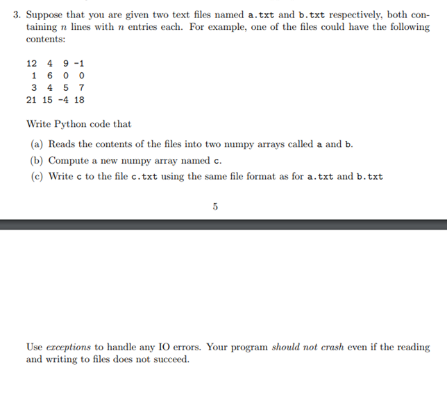 Solved Suppose that you are given two text files named a.txt | Chegg.com