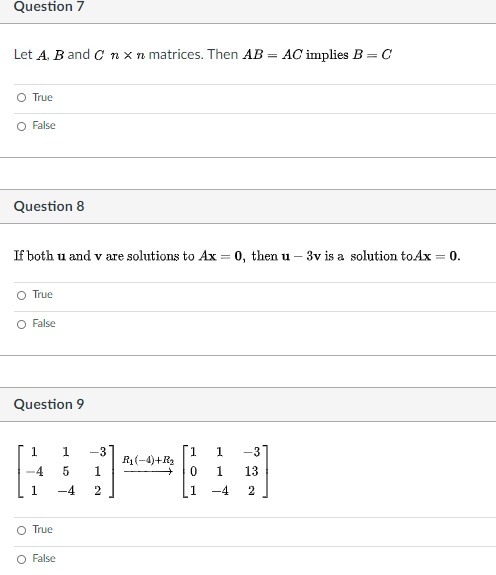 Solved Question 7 Let A Band C Nxn Matrices Then Ab Ac 