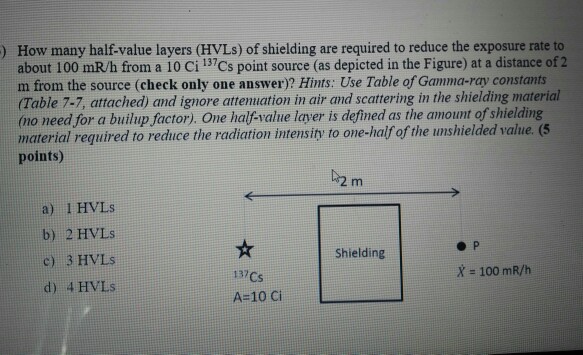 Solved ) How many half-value layers (HVLs) of shielding are | Chegg.com