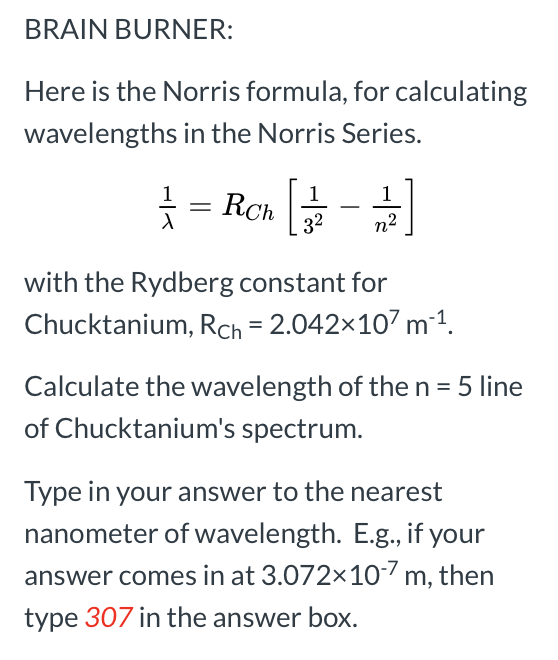 Solved BRAIN BURNER: Here is the Norris formula, for | Chegg.com