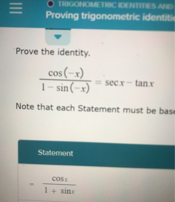 Solved O TRIGONOMETRIC IDENTITS AND Proving trigonometric | Chegg.com