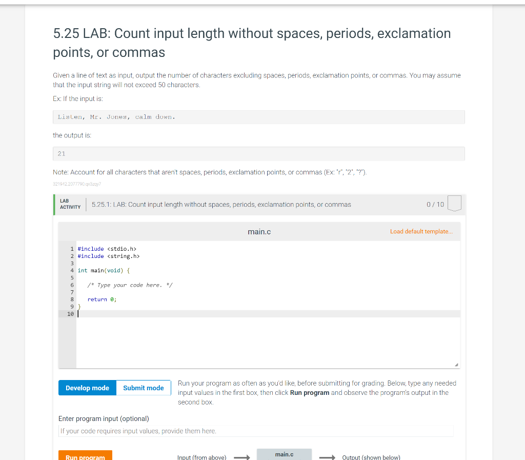 Solved 5 25 LAB Count Input Length Without Spaces Periods Chegg