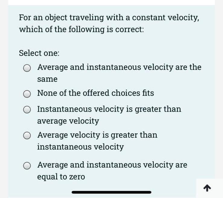 Solved For an object traveling with a constant velocity, | Chegg.com