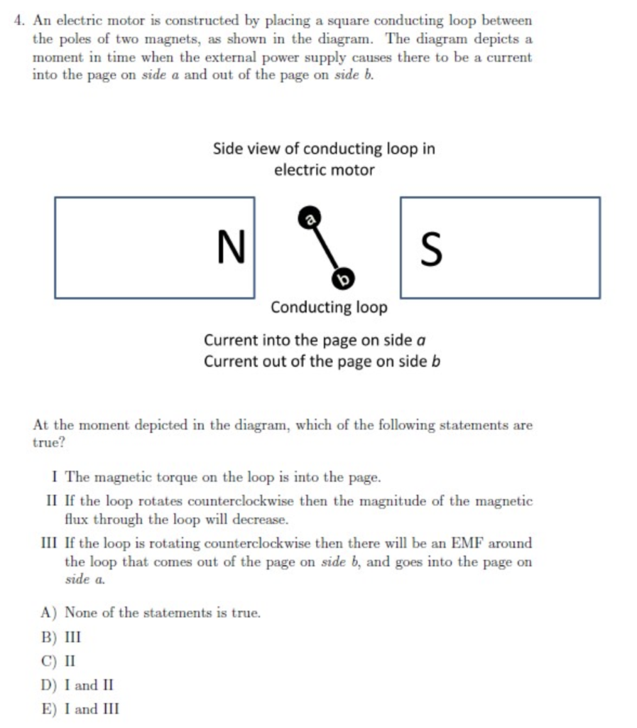 Solved 4. An electric motor is constructed by placing a | Chegg.com