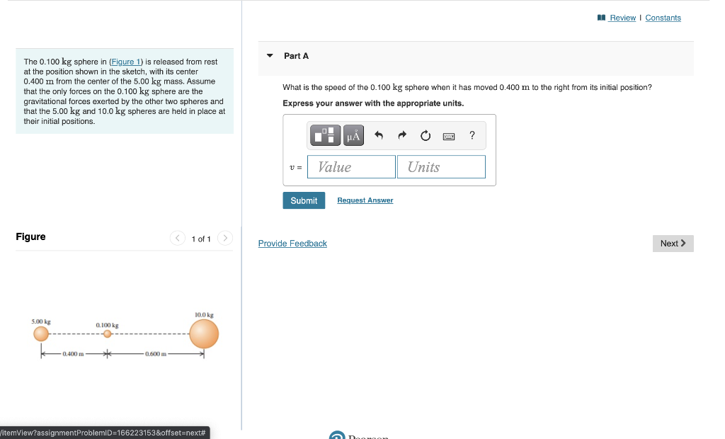 Solved Review | Constants Part A The 0.100 kg sphere in | Chegg.com
