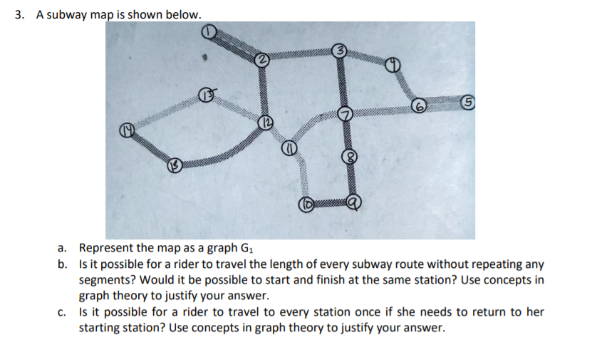 Solved 3. A subway map is shown below. G (12 a. Represent | Chegg.com