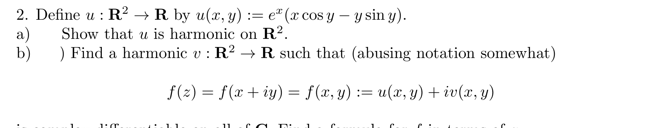 Solved 2. Define u : R2 + R by u(x, y) := e* (x Cos y – y | Chegg.com