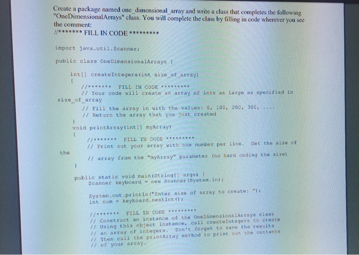 Solved Create A Package Named One Dimensional Array And 4910