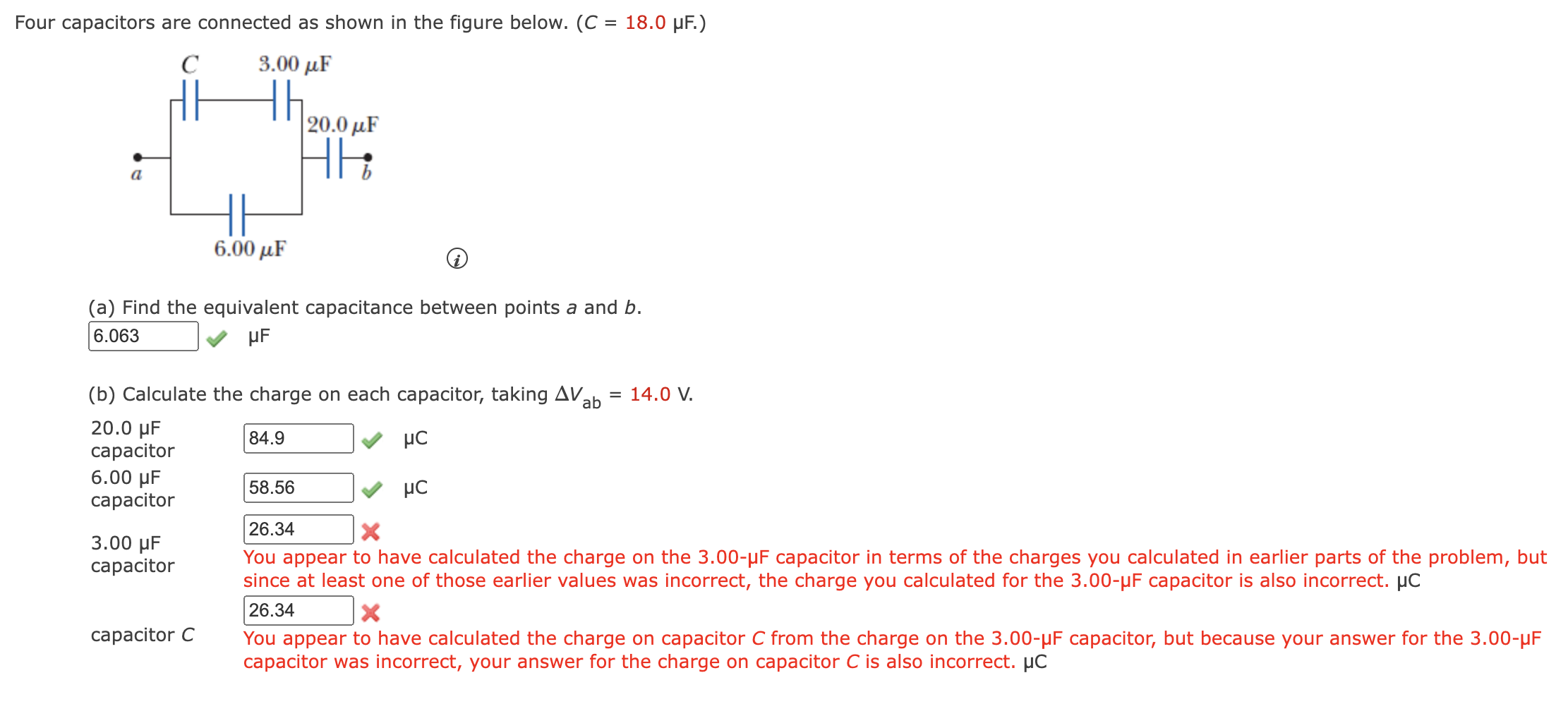 [Solved]: Four capacitors are connected as shown in the fig