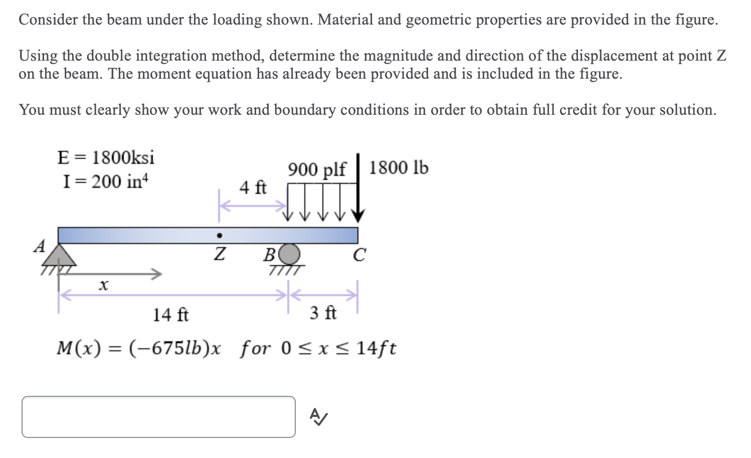 Solved Consider the beam under the loading shown. Material | Chegg.com