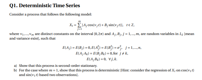 Solved Q1. Deterministic Time Series Consider a process that | Chegg.com