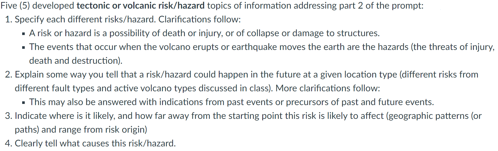 Five (5) ﻿developed tectonic or volcanic risk/hazard | Chegg.com