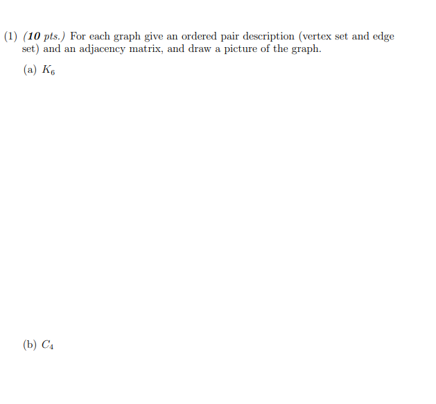 Solved (1) (10 pts.) For each graph give an ordered pair | Chegg.com