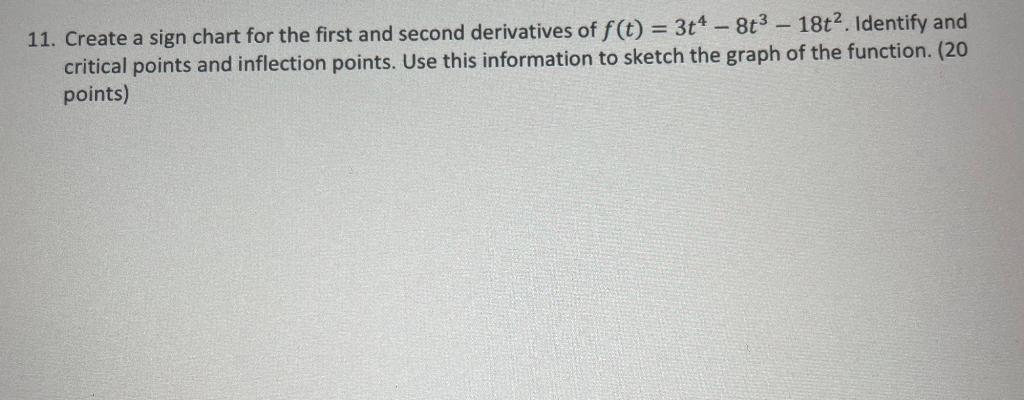 Solved = 11. Create a sign chart for the first and second | Chegg.com