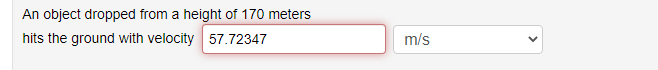 An object dropped from a height of 170 meters hits | Chegg.com