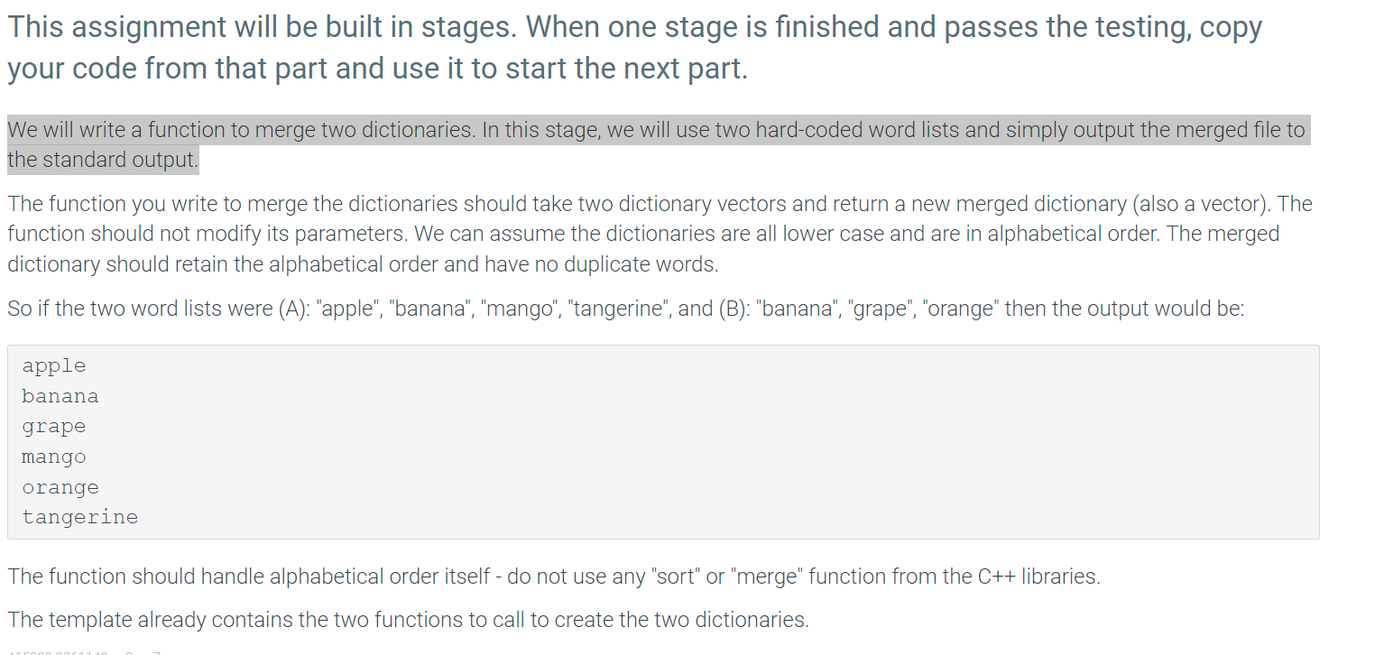 Solved This assignment will be built in stages. When one | Chegg.com