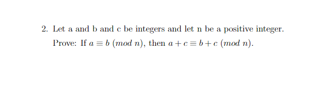 Solved 2. Let a and b and c be integers and let n be a | Chegg.com