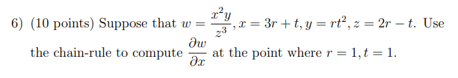 Solved Calculus 3 **Chain-rule to compute ∂w/∂r NOT | Chegg.com