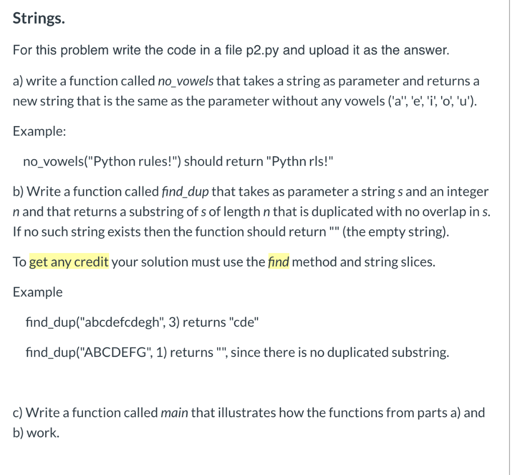 Solved Strings For This Problem Write The Code In A File 8588
