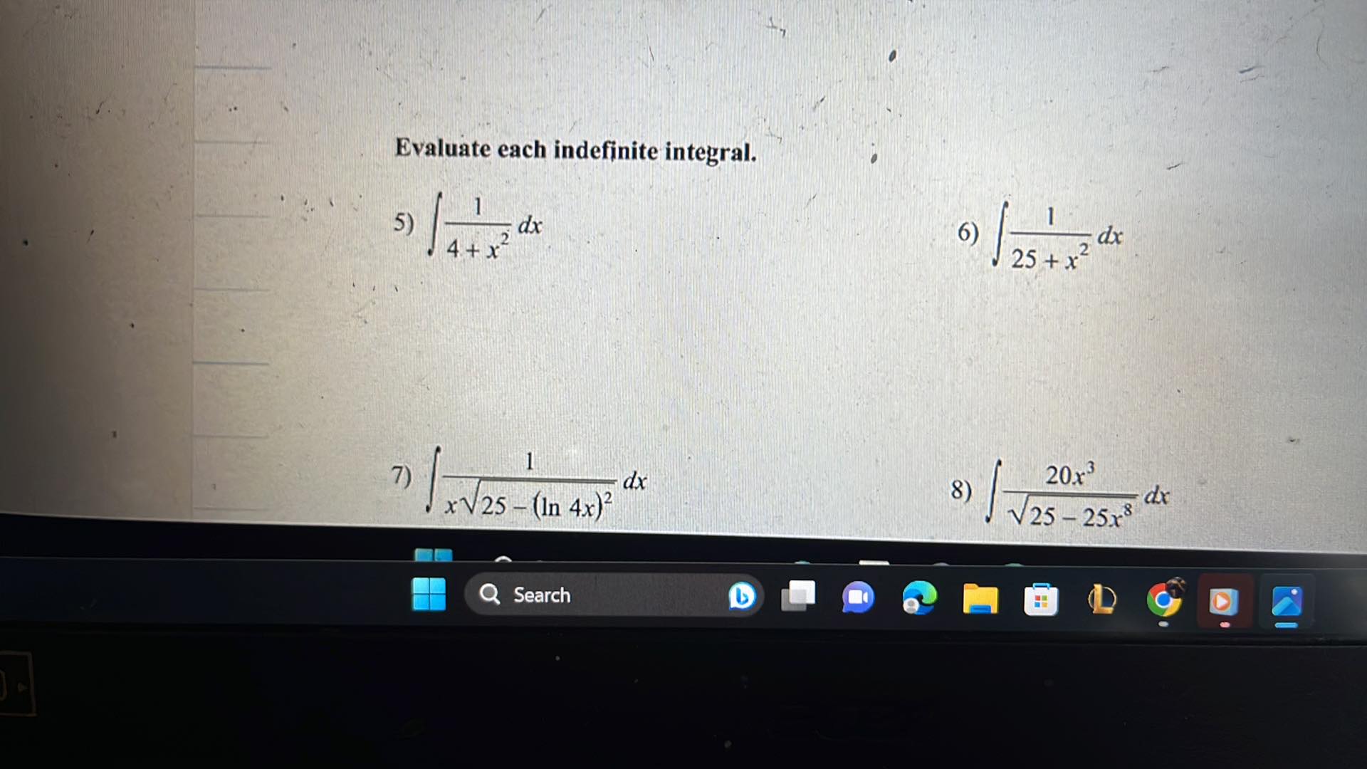 Solved Evaluate each indefinite integral. 5) ∫4+x21dx 6) | Chegg.com