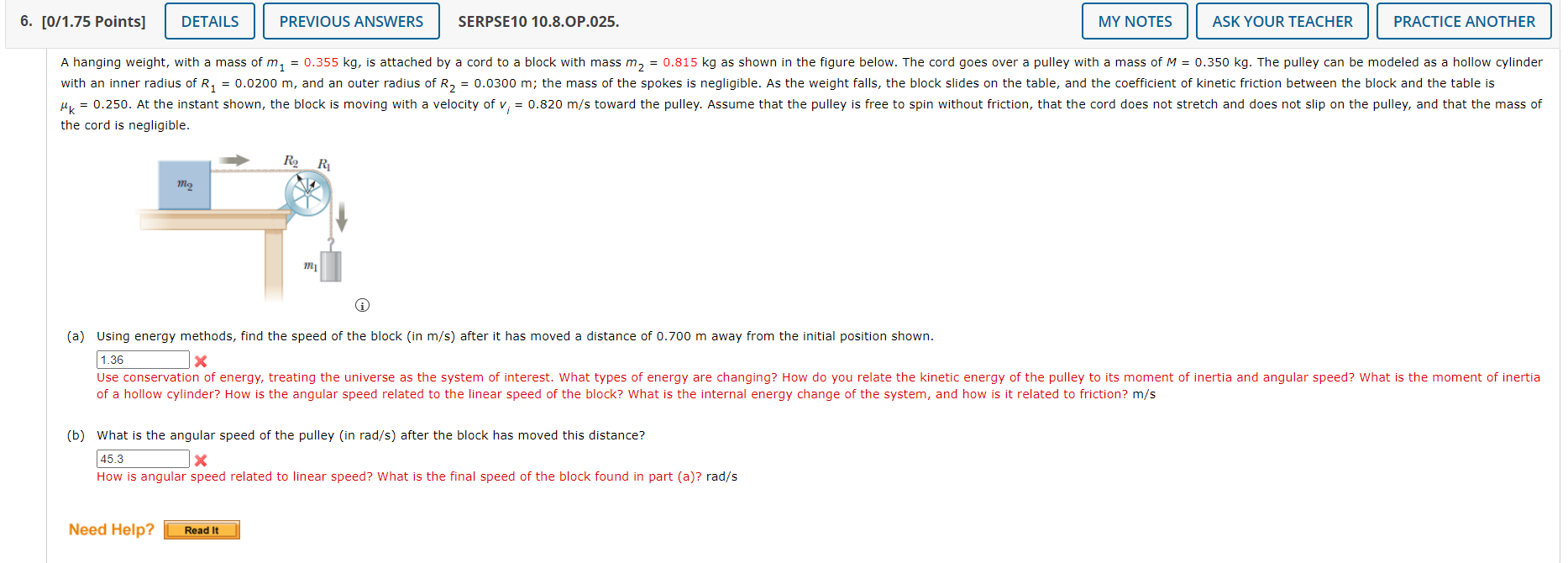 Solved the cord is negligible. (a) Using energy methods, | Chegg.com