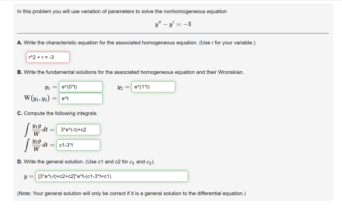 Solved In this problem you will use variation of parameters | Chegg.com