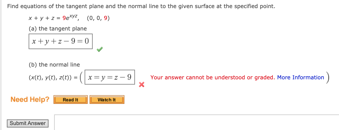 Solved Find equations of the tangent plane and the normal | Chegg.com
