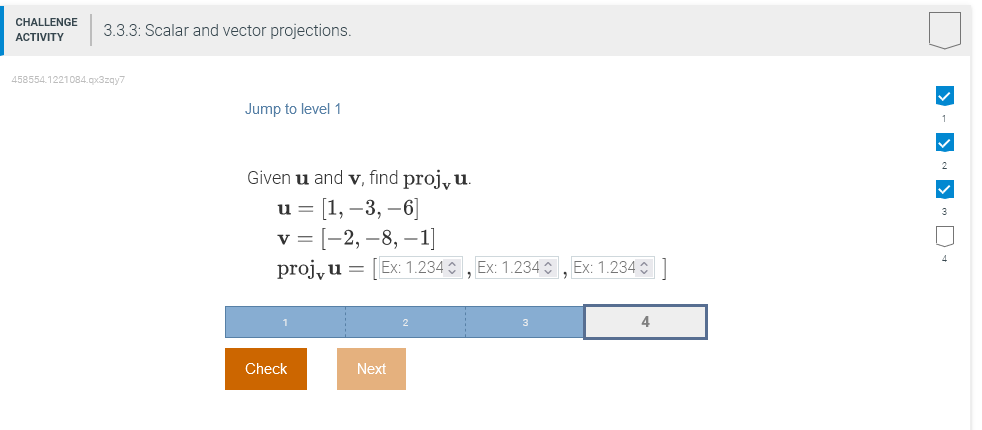 Solved 3.3.3: Scalar and Vector Projections Linear Algebra. | Chegg.com
