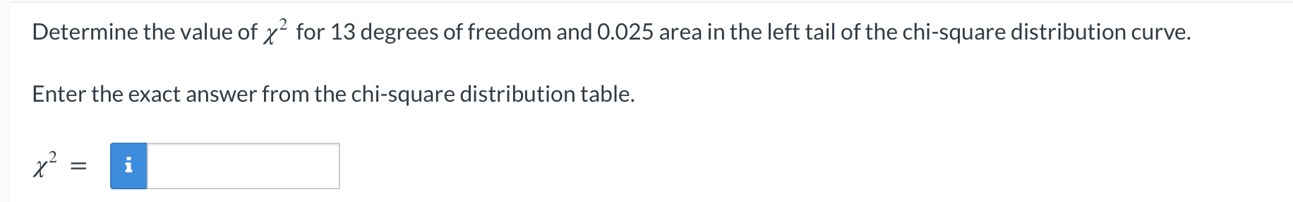 Solved Determine the value of χ2 for 13 degrees of freedom | Chegg.com