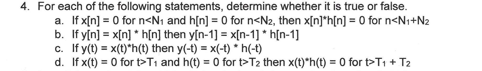 Solved 4. For each of the following statements, determine | Chegg.com
